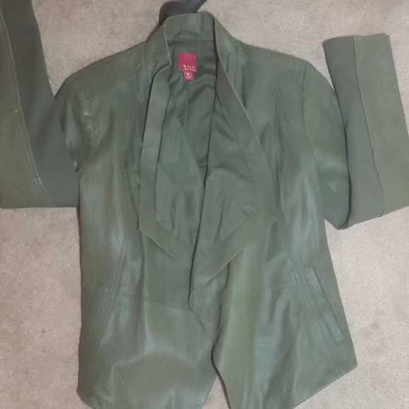 G.I.L.I. | Jackets & Coats | Gili Olive Color Real Leather Jacket ...